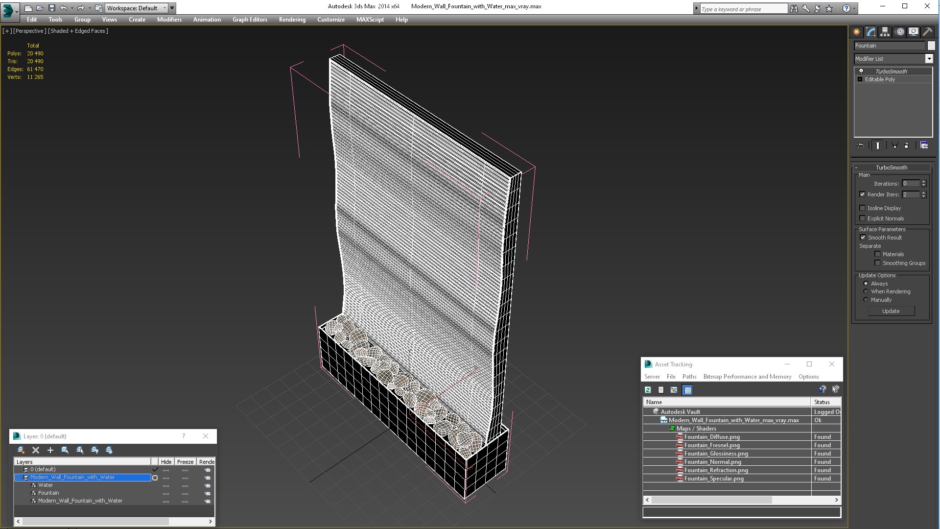 3D Modern Wall Fountain With Water - TurboSquid 2105585