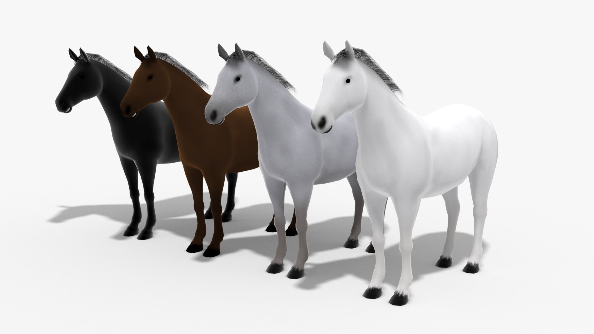 3D Horse Low Poly Horses 4 Pack Model - TurboSquid 1984398