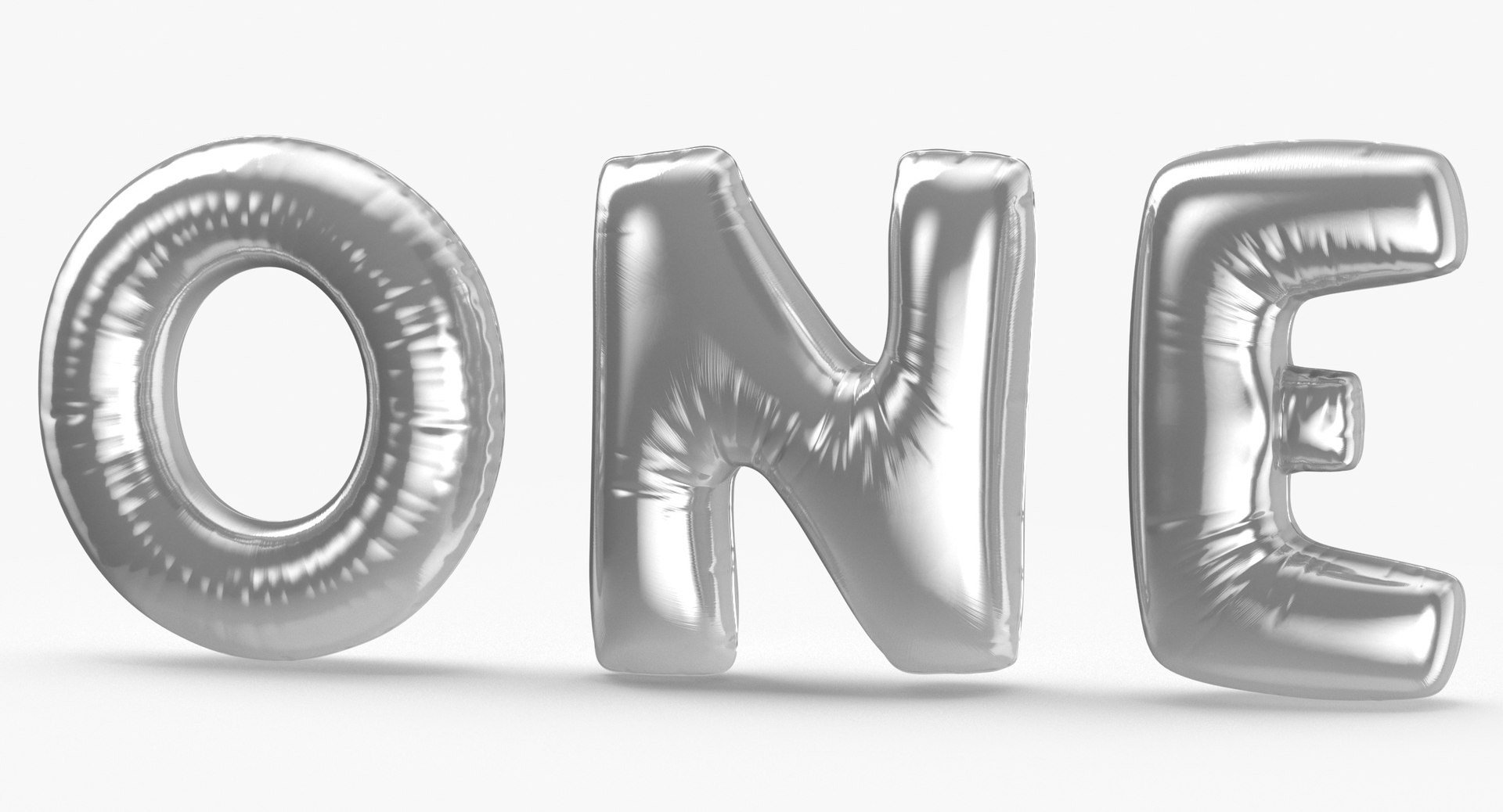 3D Foil Baloon Words One Silver model - TurboSquid 1740152