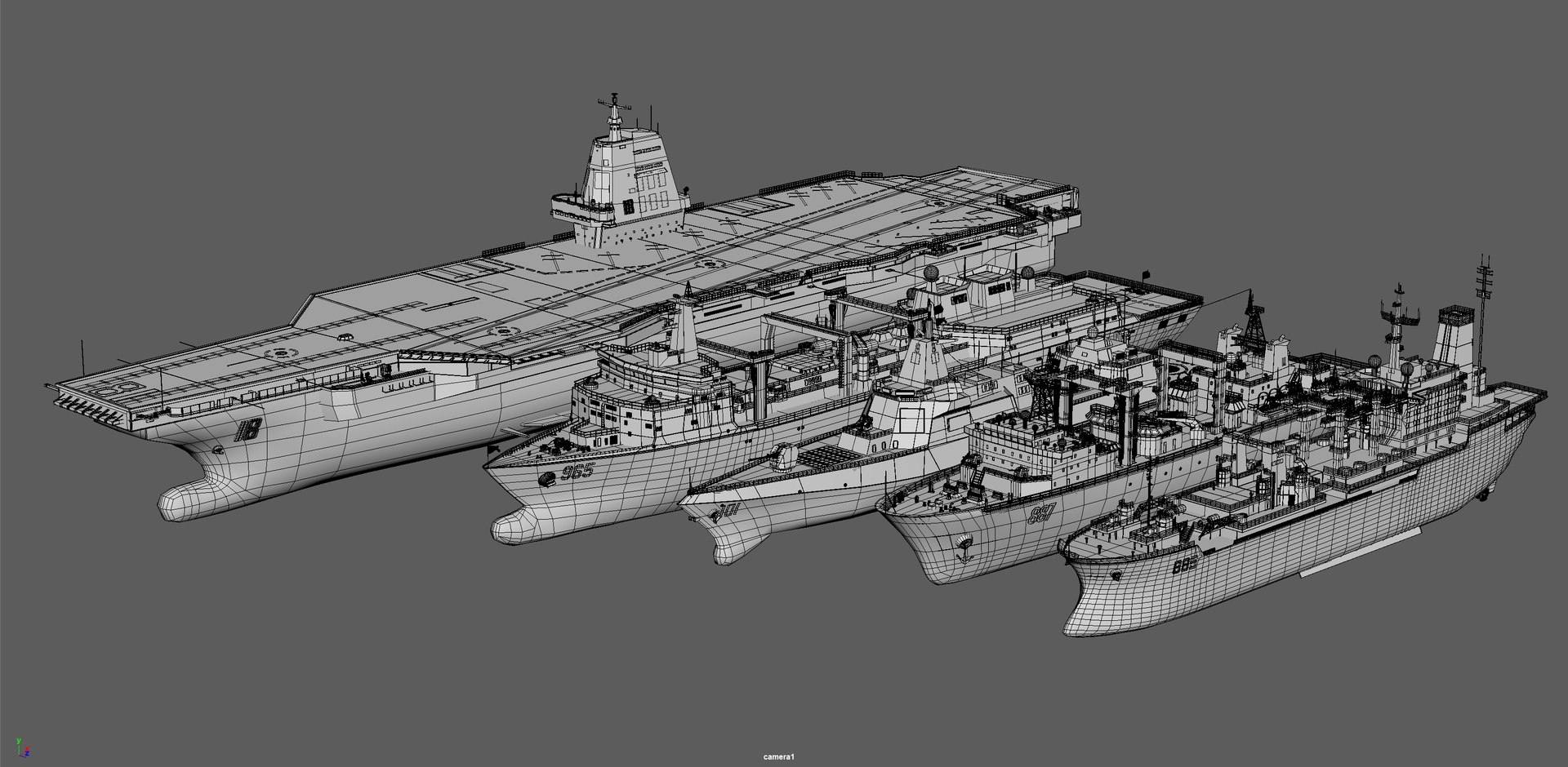 Chinese Aircraft Carrier Formation Model - TurboSquid 2241582