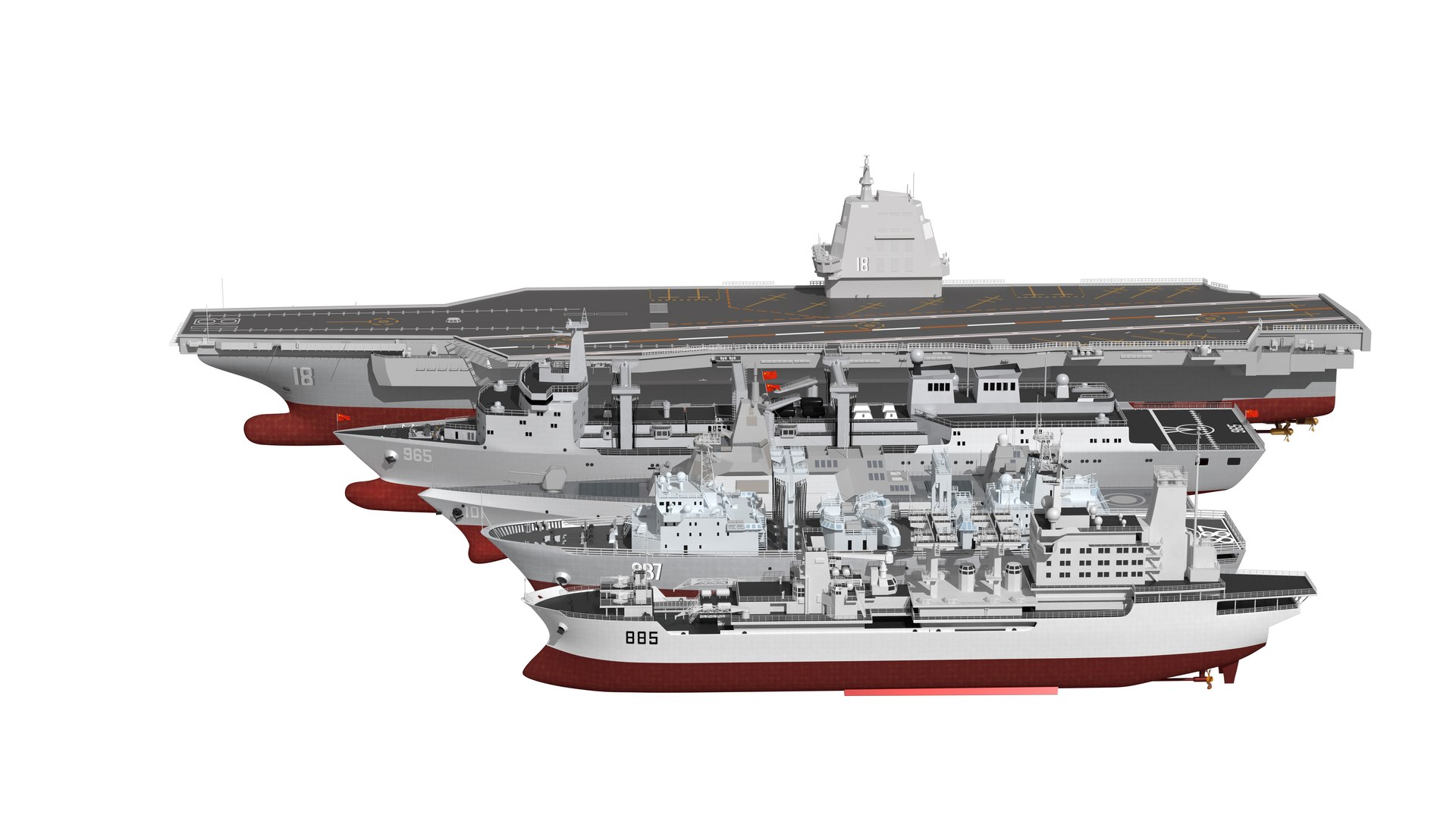Chinese Aircraft Carrier Formation Model - TurboSquid 2241582