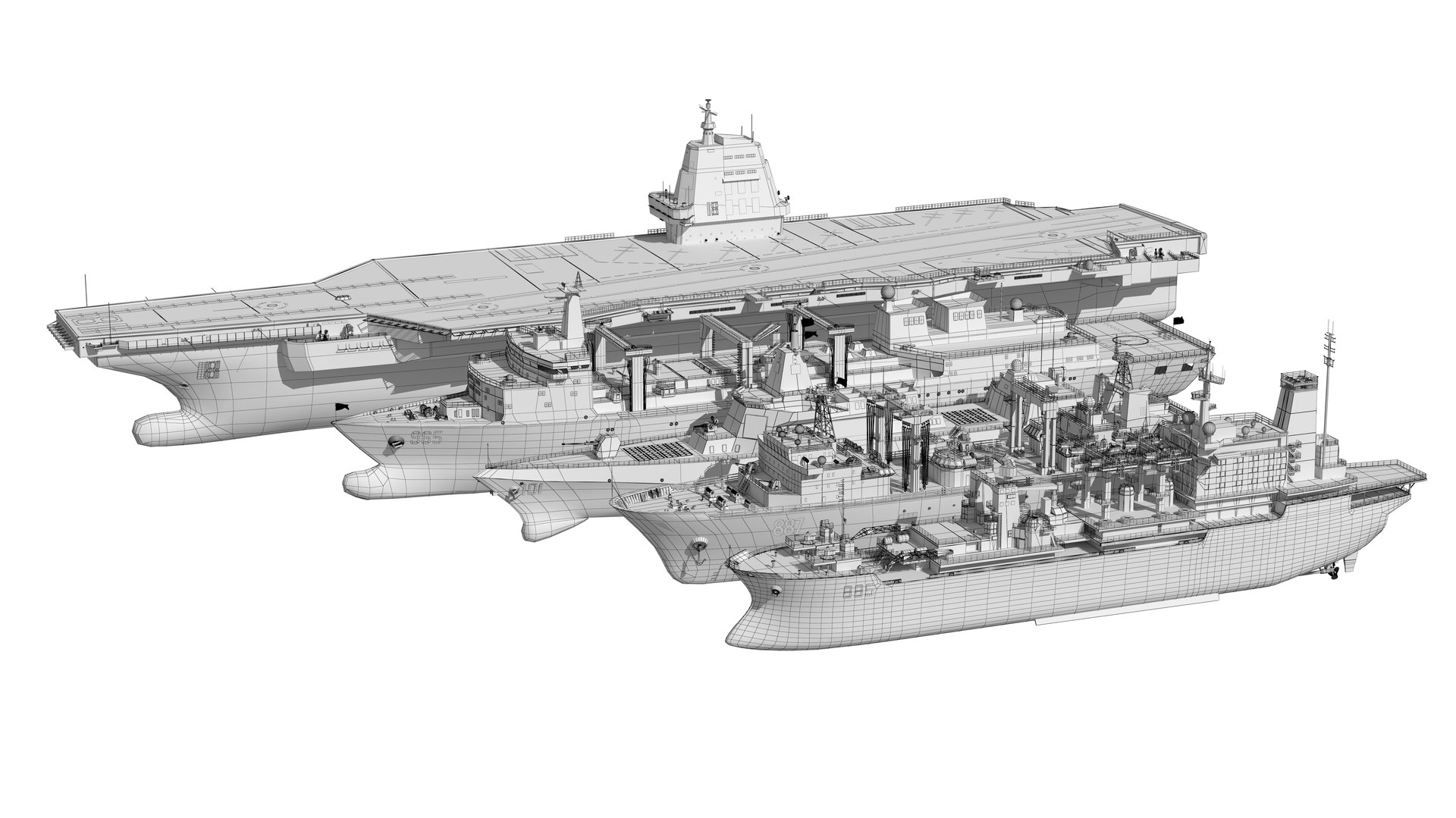 Chinese Aircraft Carrier Formation Model - TurboSquid 2241582