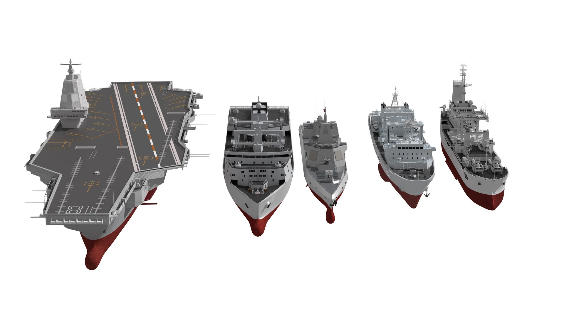 Chinese Aircraft Carrier Formation Model - TurboSquid 2241582