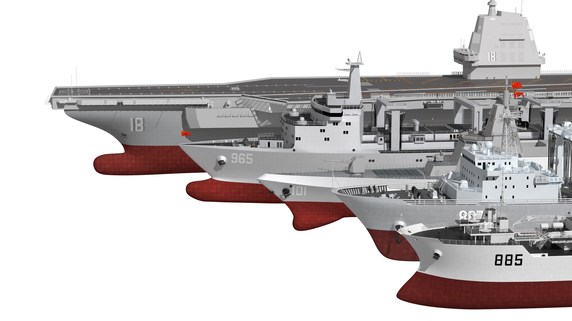 Chinese Aircraft Carrier Formation Model - TurboSquid 2241582