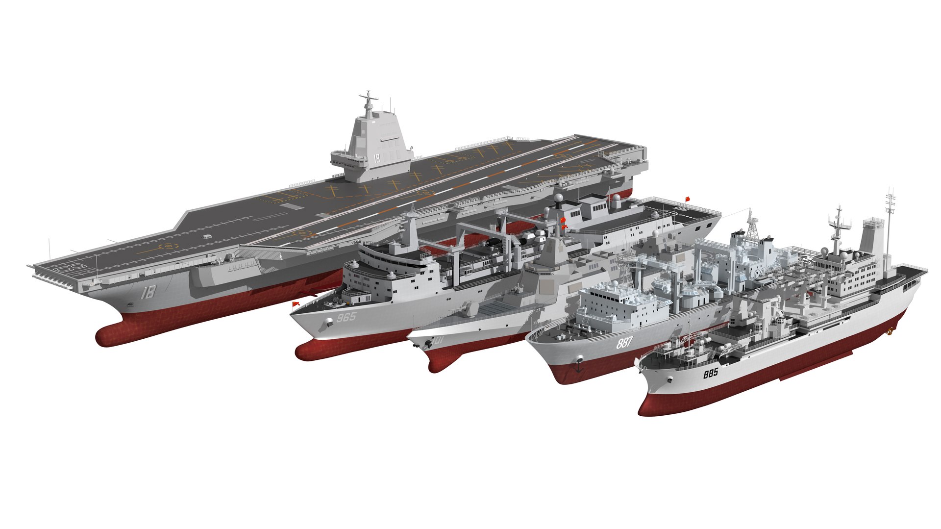 Chinese Aircraft Carrier Formation Model - TurboSquid 2241582