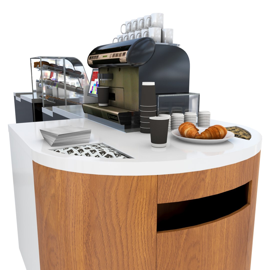 3d Model Cafe Shop Counter