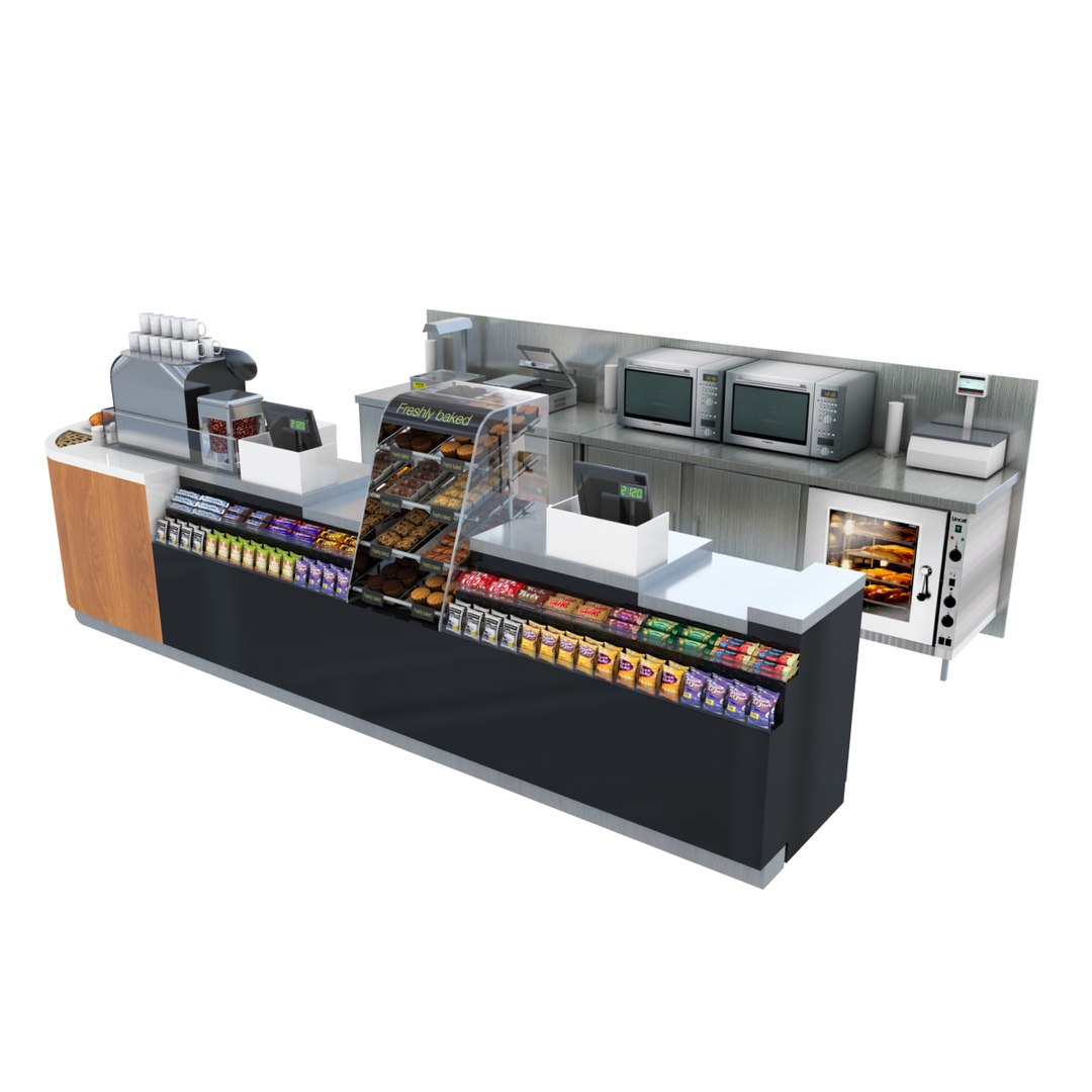 3d Model Cafe Shop Counter