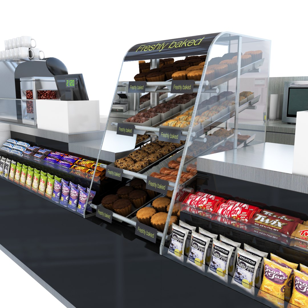 3d Model Cafe Shop Counter