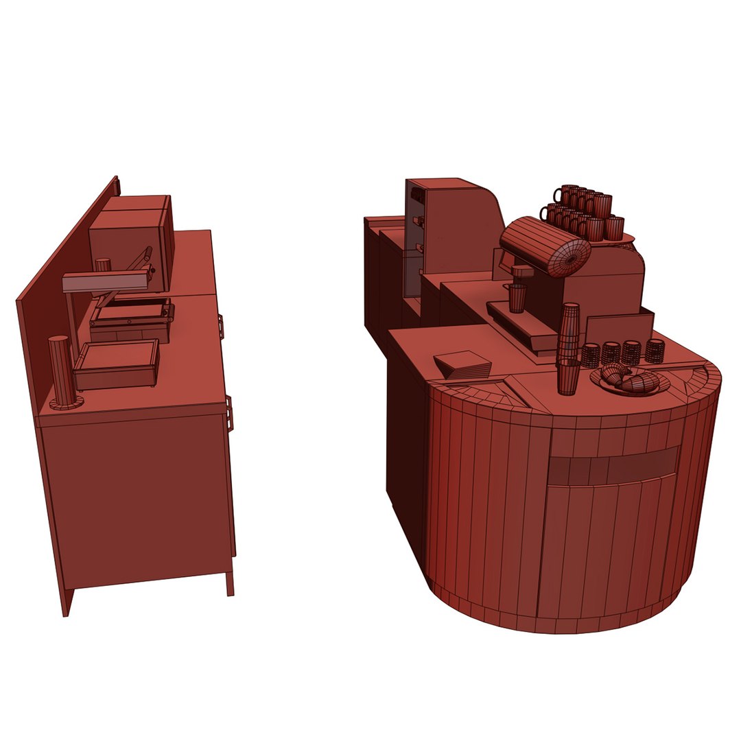 3d Model Cafe Shop Counter