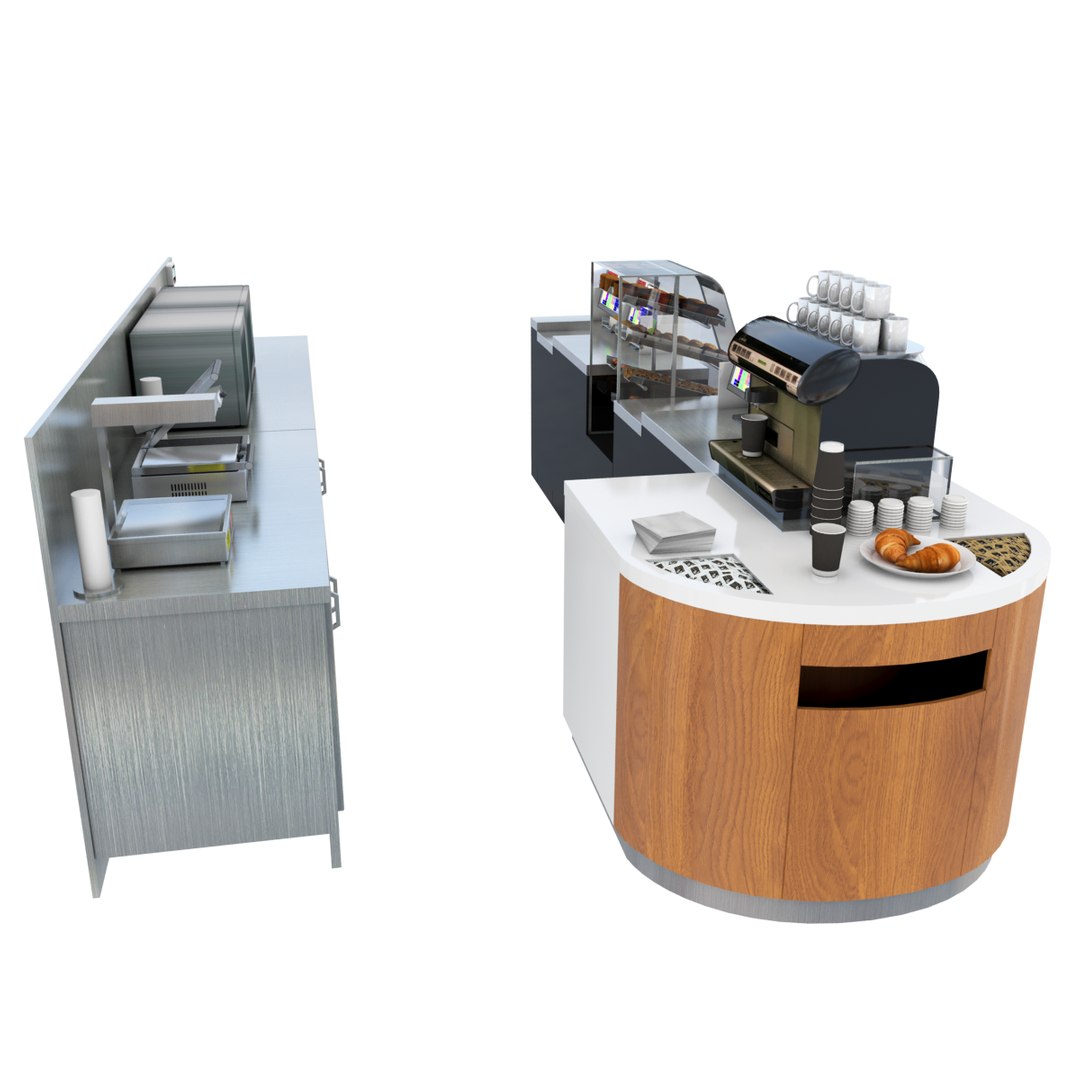 3d Model Cafe Shop Counter