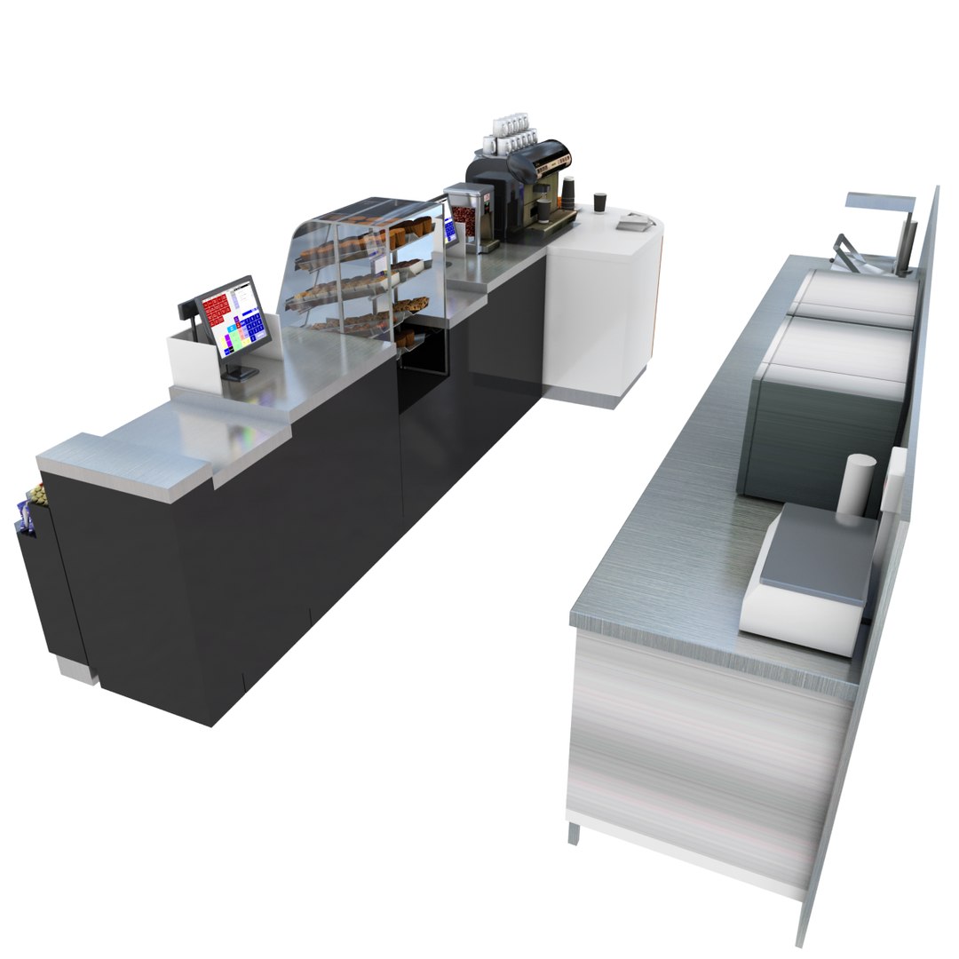 3d Model Cafe Shop Counter