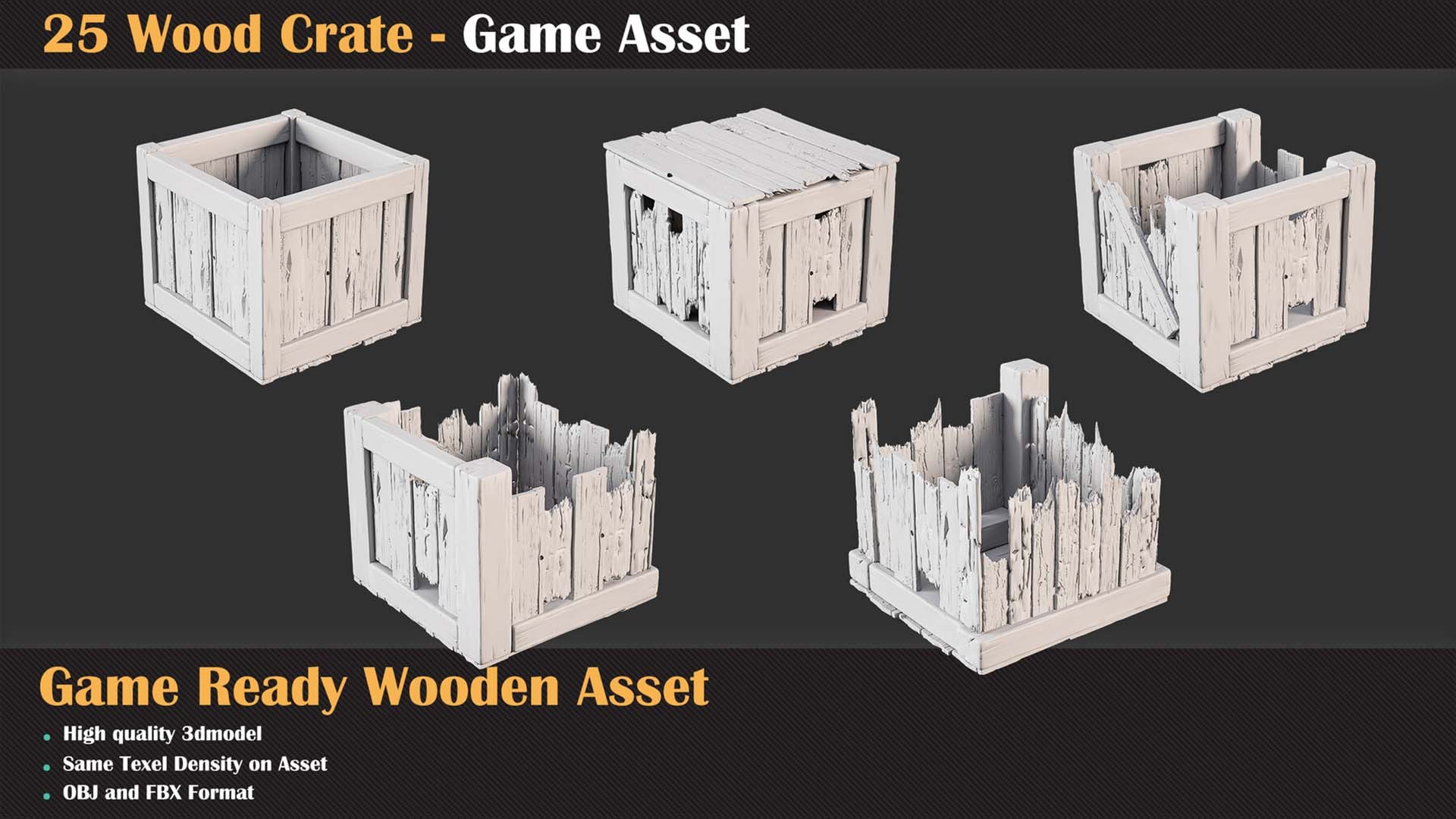 3D 25 Wood Crate - Game Asset Model - TurboSquid 2499925