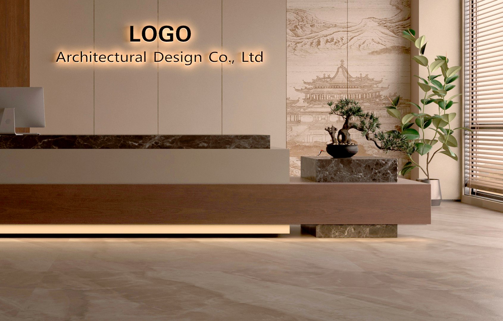 3D Reception Desk - TurboSquid 2357662