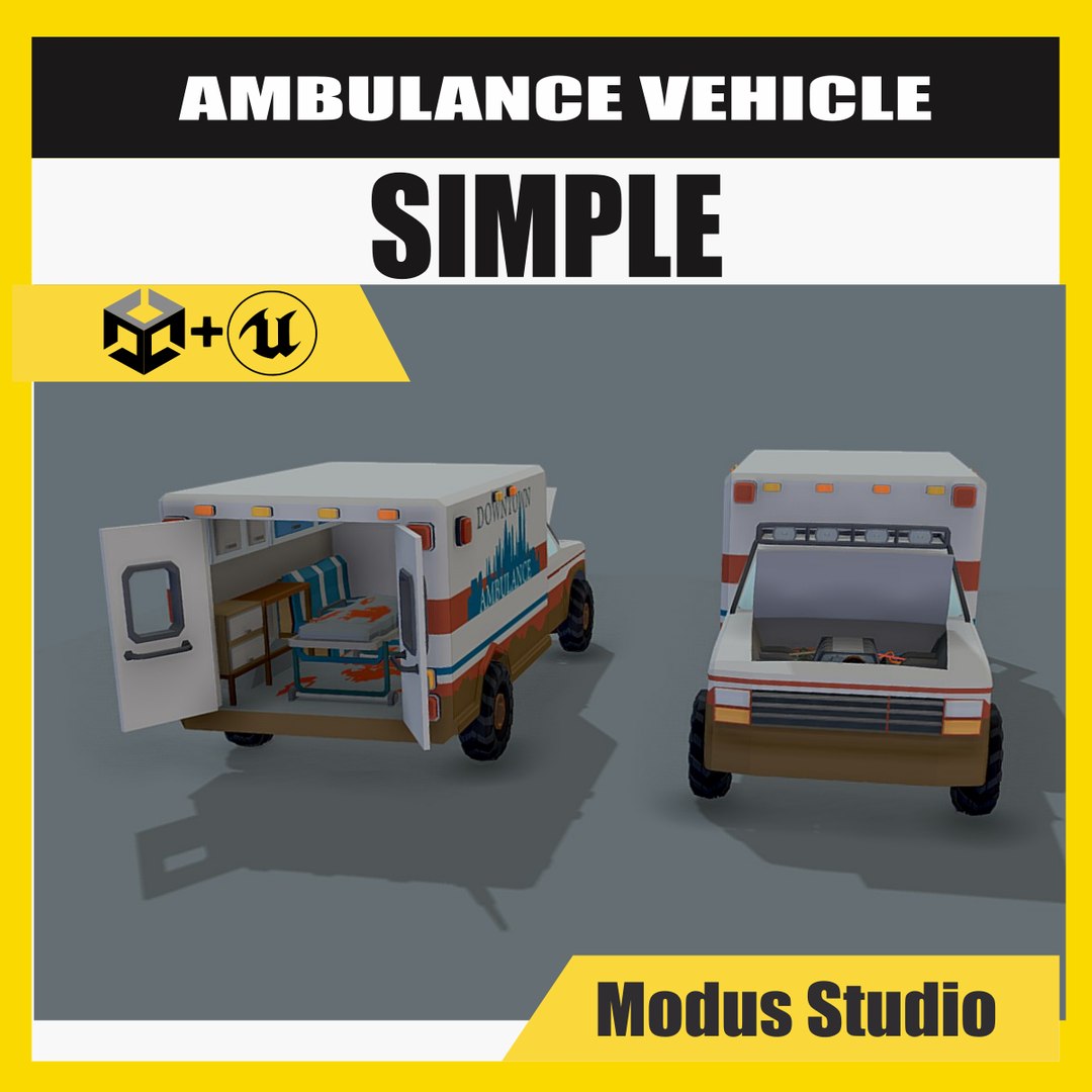 3D Low Poly Simple Ambulance - TurboSquid 2188050