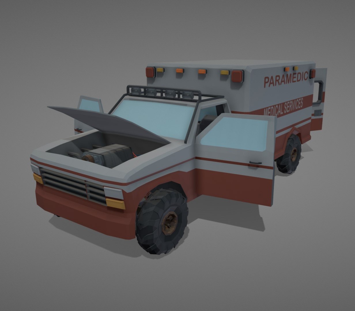 3D Low Poly Simple Ambulance - TurboSquid 2188050