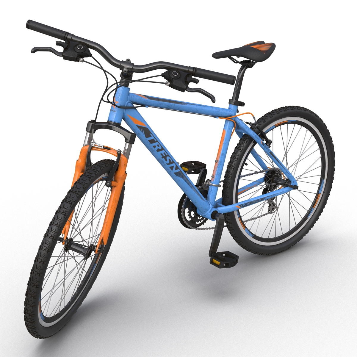 3d model mountain bike blue rigged