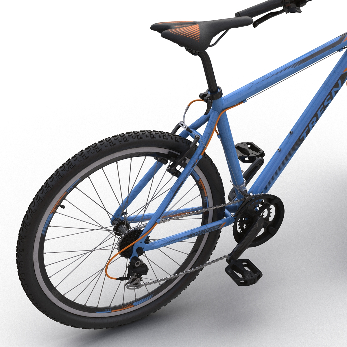 3d model mountain bike blue rigged