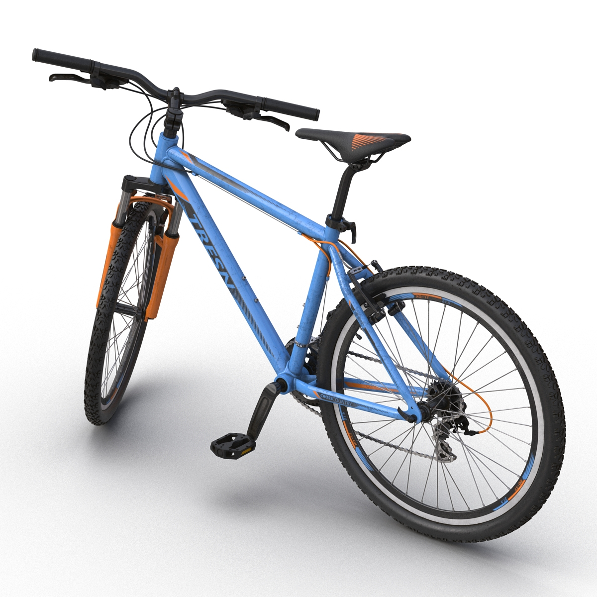 3d model mountain bike blue rigged