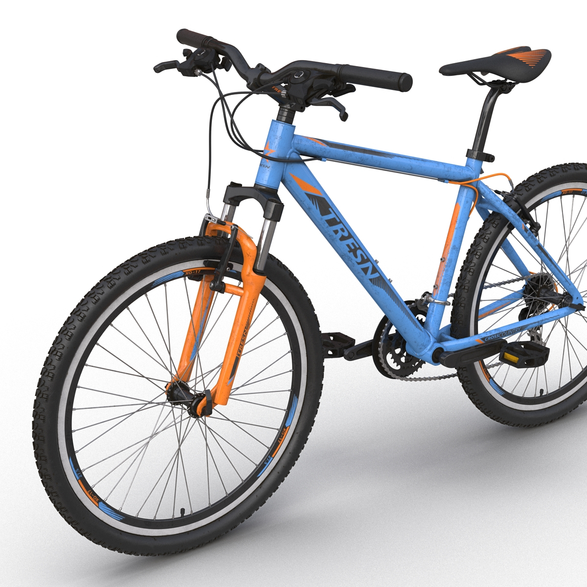 3d model mountain bike blue rigged