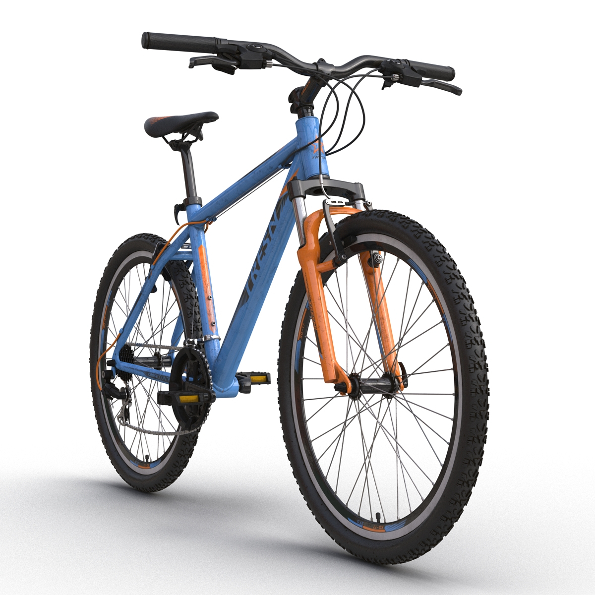 3d model mountain bike blue rigged