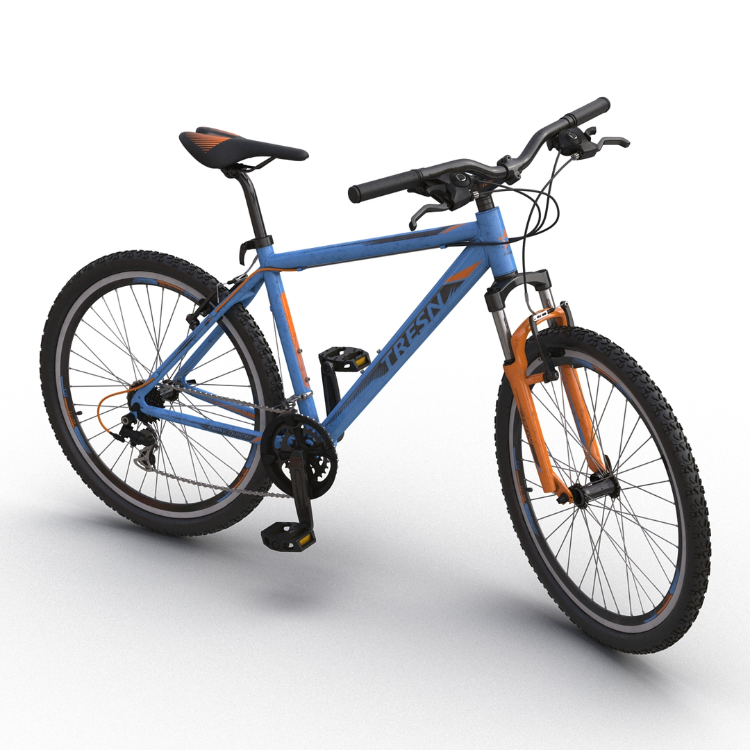 3d model mountain bike blue rigged