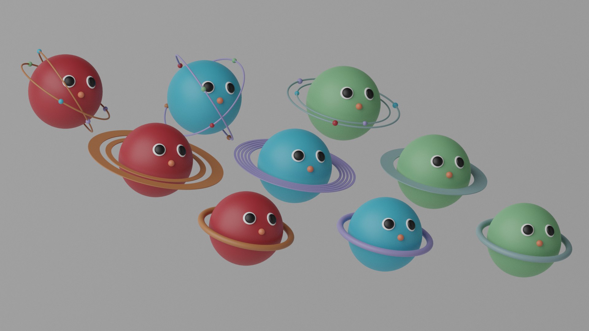 Cartoon Cute Planets Stars Collection 3D - TurboSquid 1994922