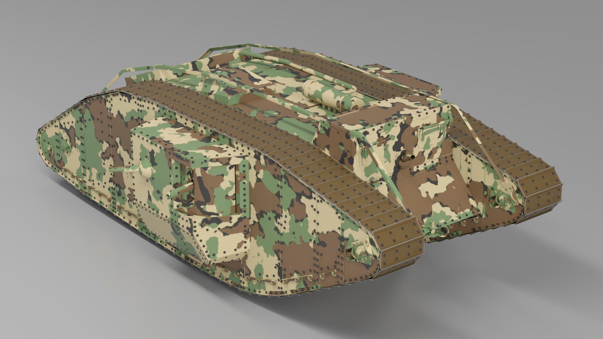 3D Model Tank MK 4 Male Camouflage Color Rigged For Cinema 4D ...