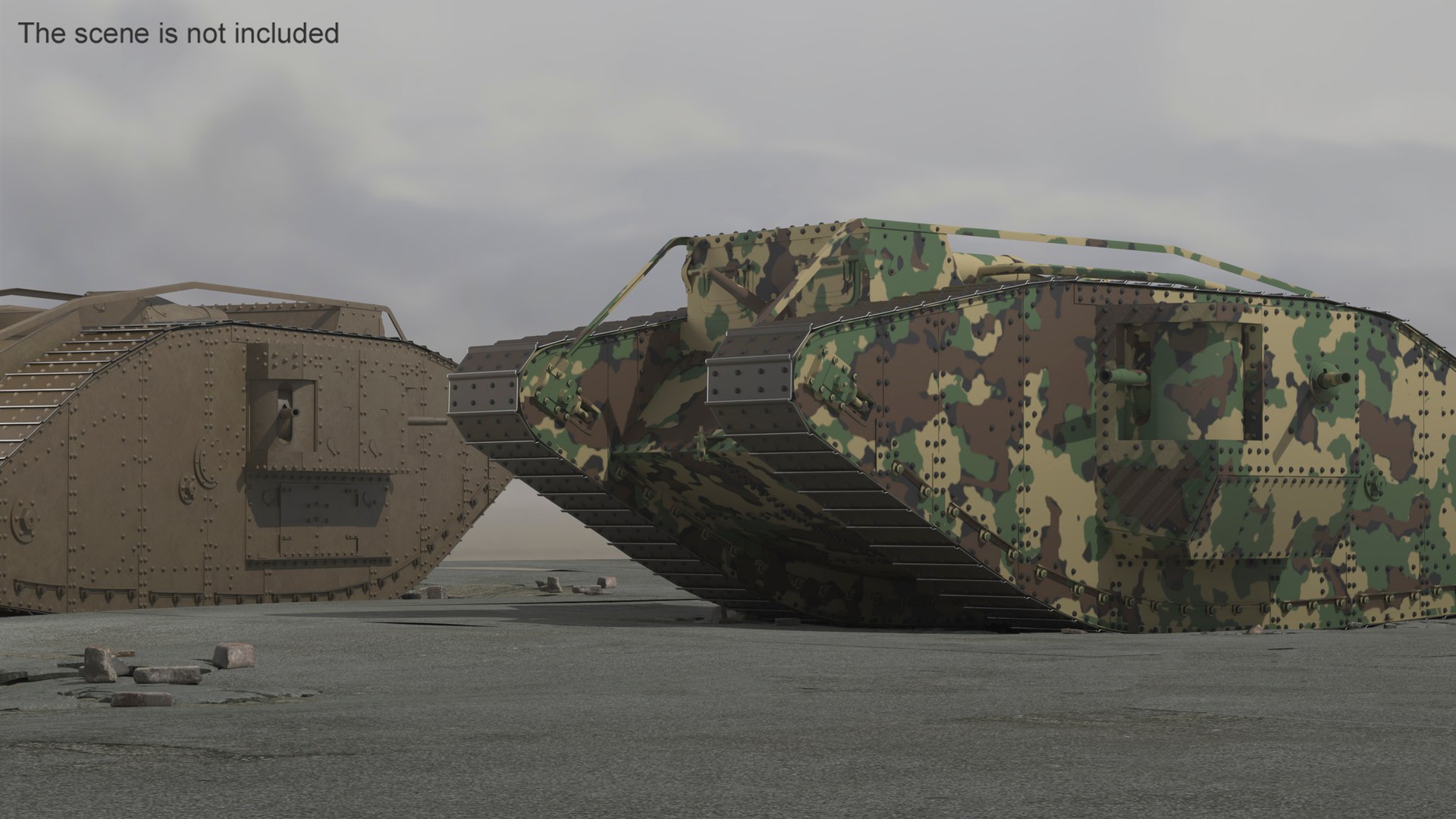 3D Model Tank MK 4 Male Camouflage Color Rigged For Cinema 4D ...