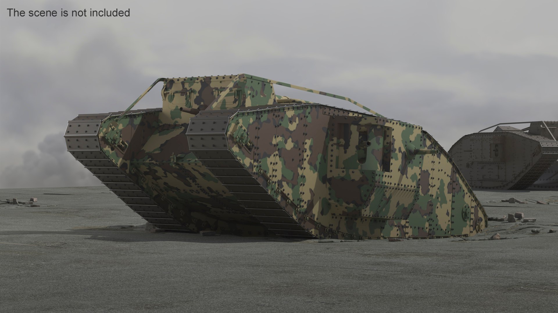 3D Model Tank MK 4 Male Camouflage Color Rigged For Cinema 4D ...
