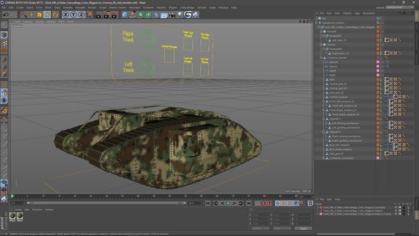 modelo 3d Tanque MK 4 Macho Color Camuflaje Rigged para Cinema 4D ...