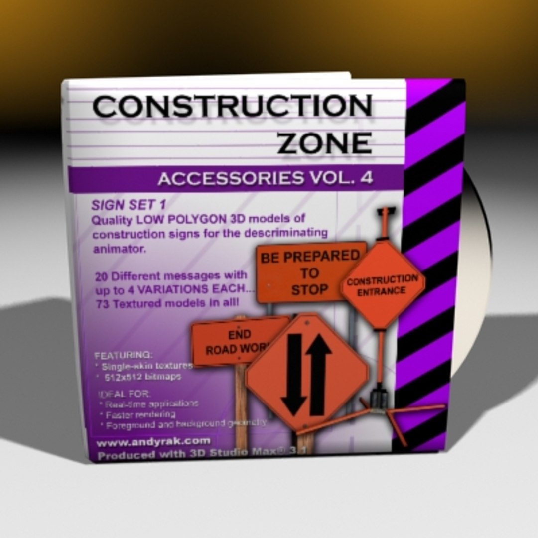 3d 4 Construction Zone Sign
