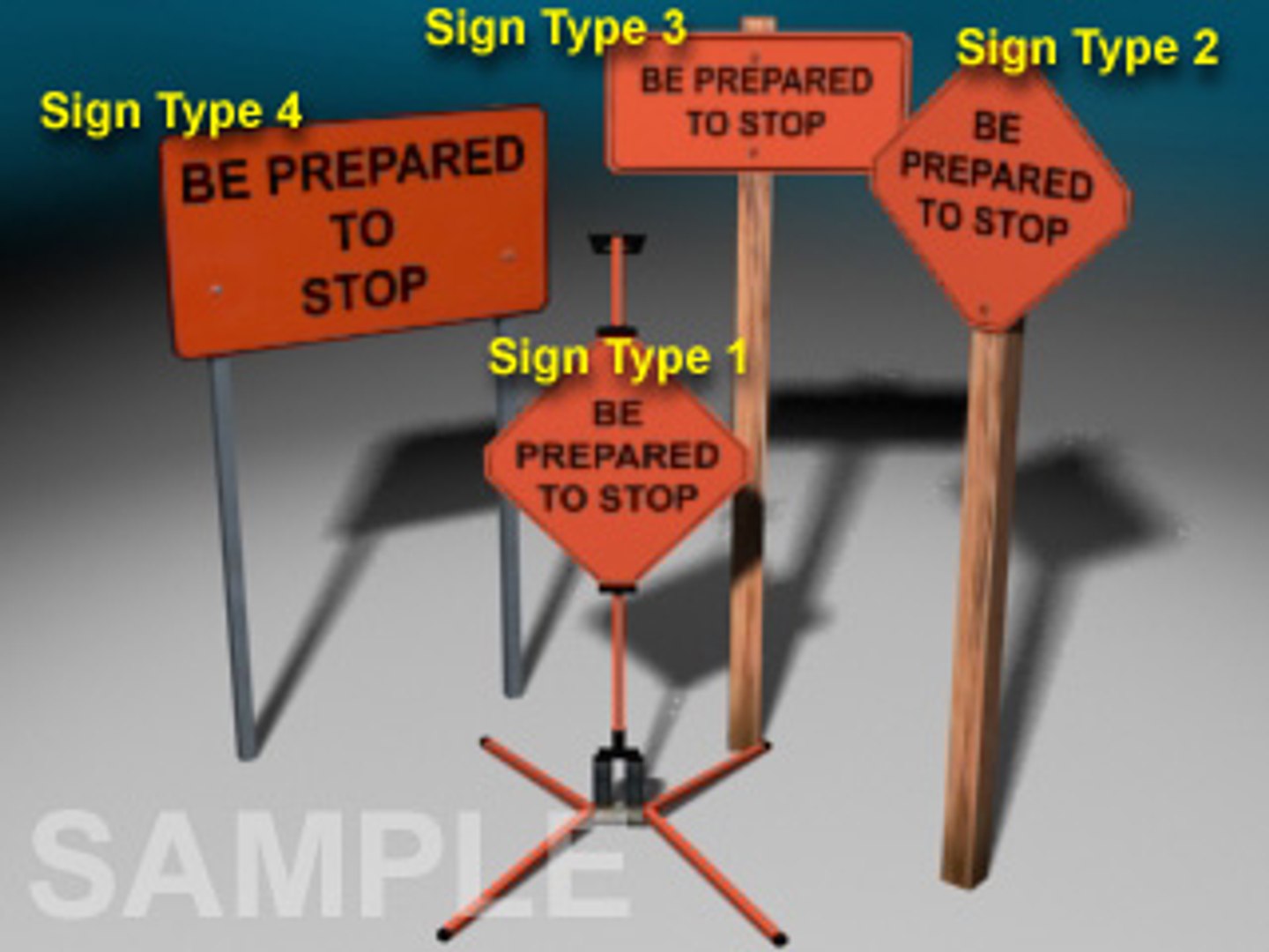 3d 4 Construction Zone Sign