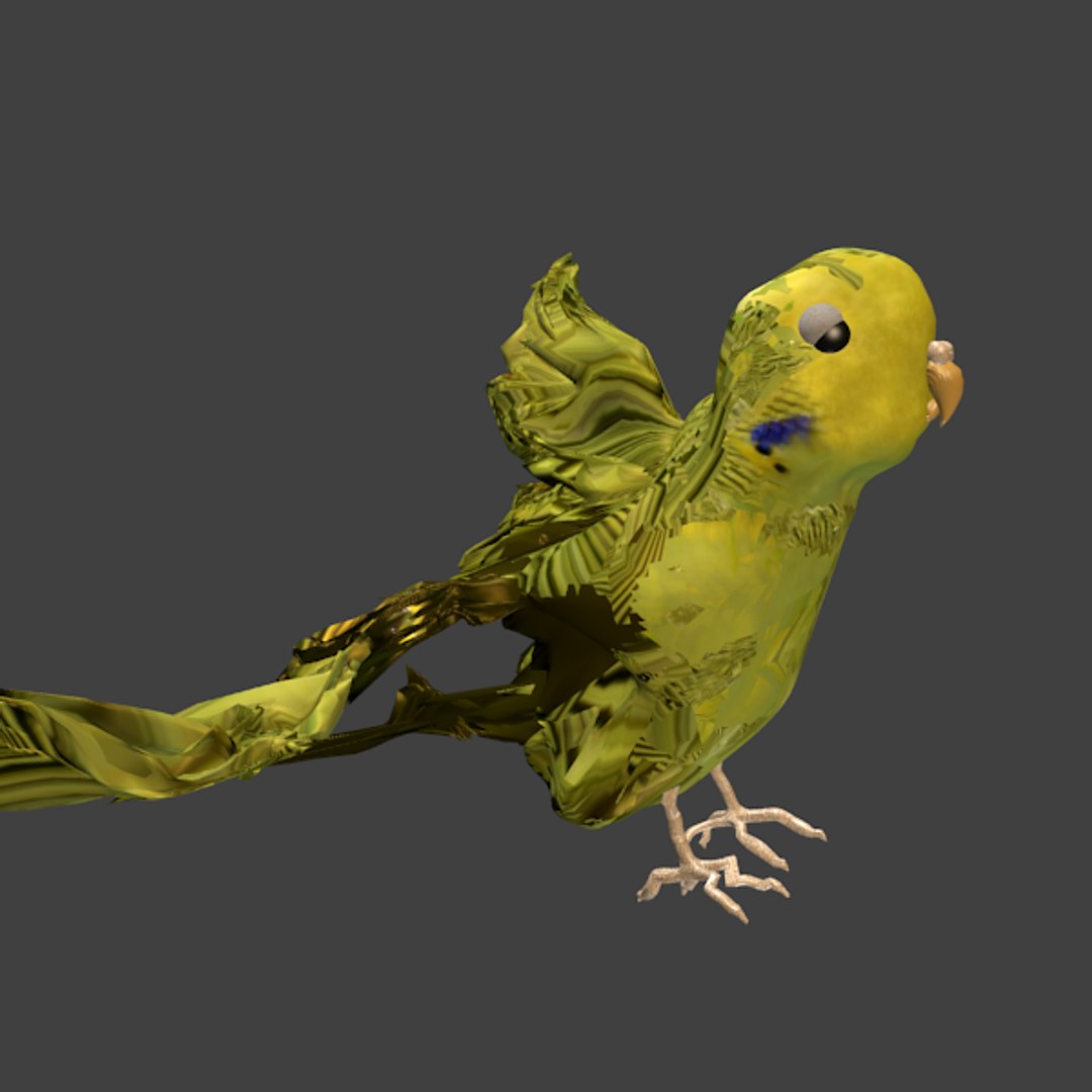 Green Budgerigar Flapping Wing Animation 3d Model