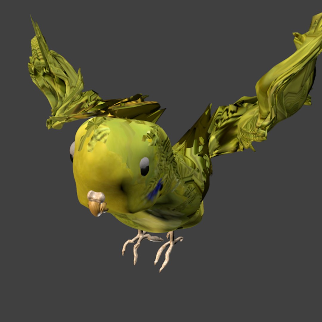 Green Budgerigar Flapping Wing Animation 3d Model