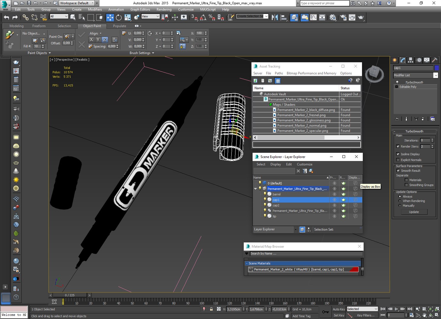 Permanent Marker Ultra Fine Tip Black Open 3D - TurboSquid 1951081