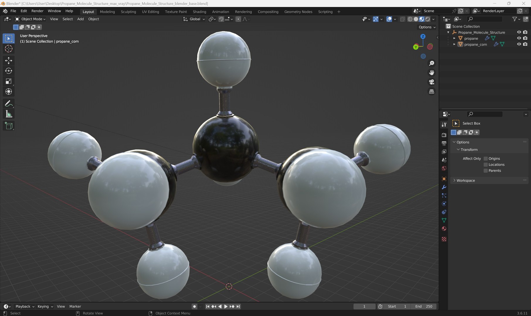 Propane Molecule Structure Model - TurboSquid 2394871