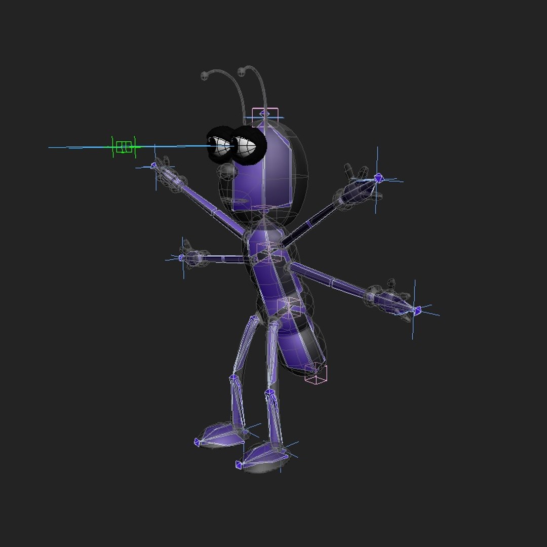 Cartoon Ant Rig 3d Model