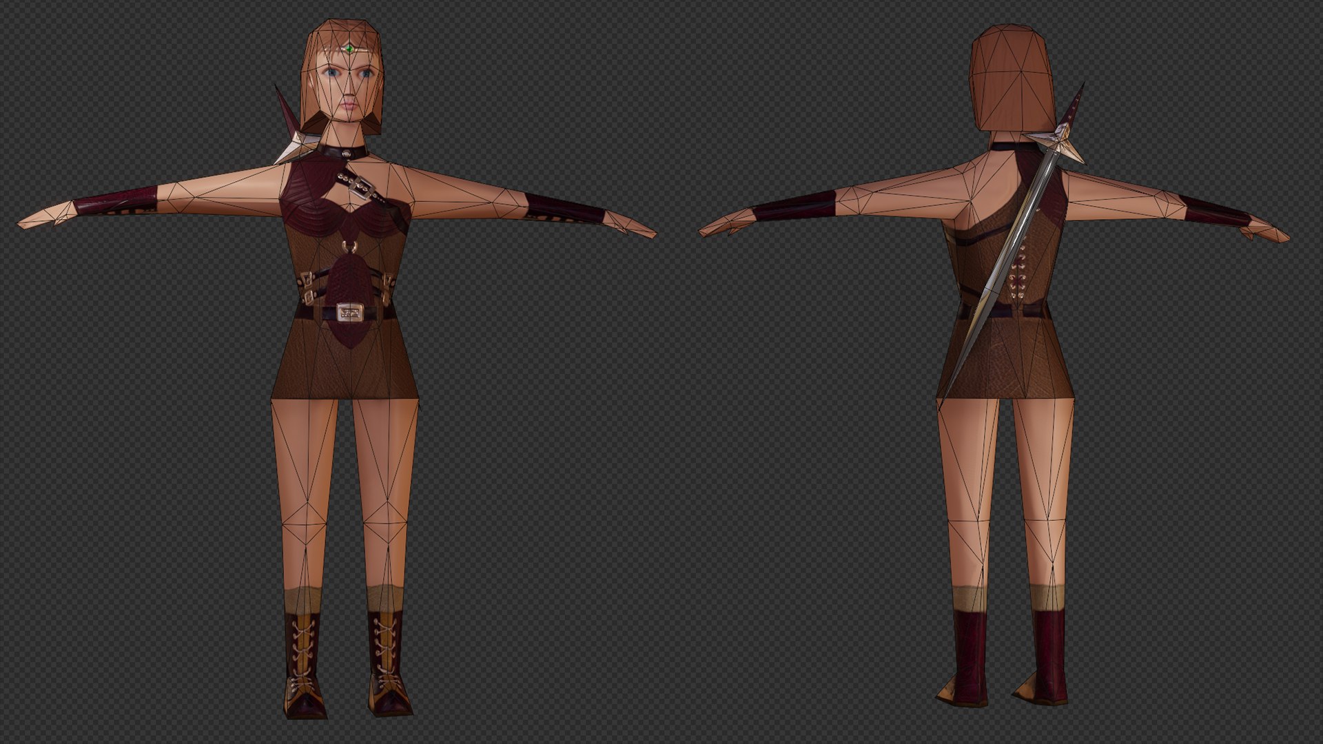 3D Extra Low Poly Woman Warrior - TurboSquid 1990400