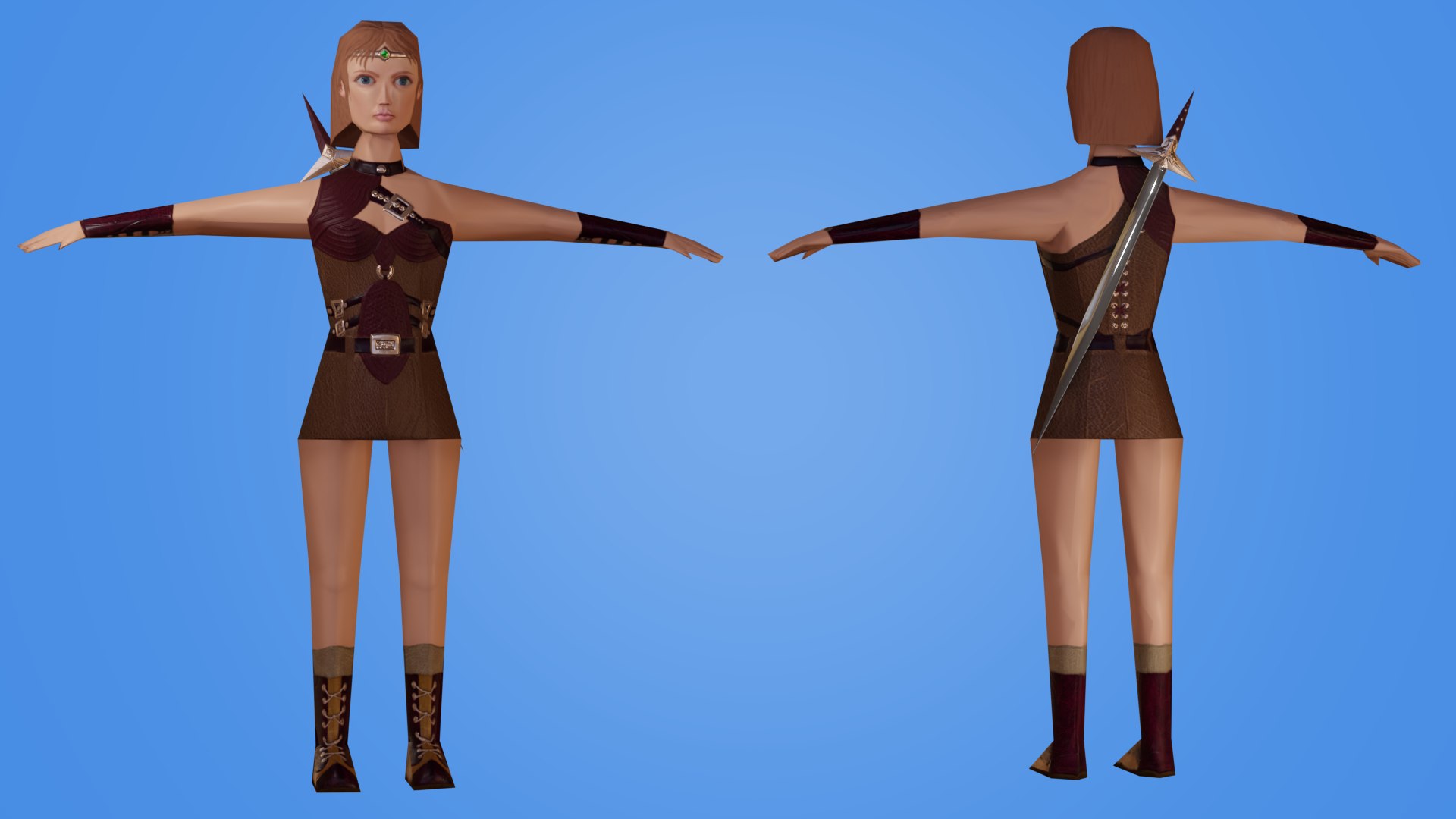 3D Extra Low Poly Woman Warrior - TurboSquid 1990400