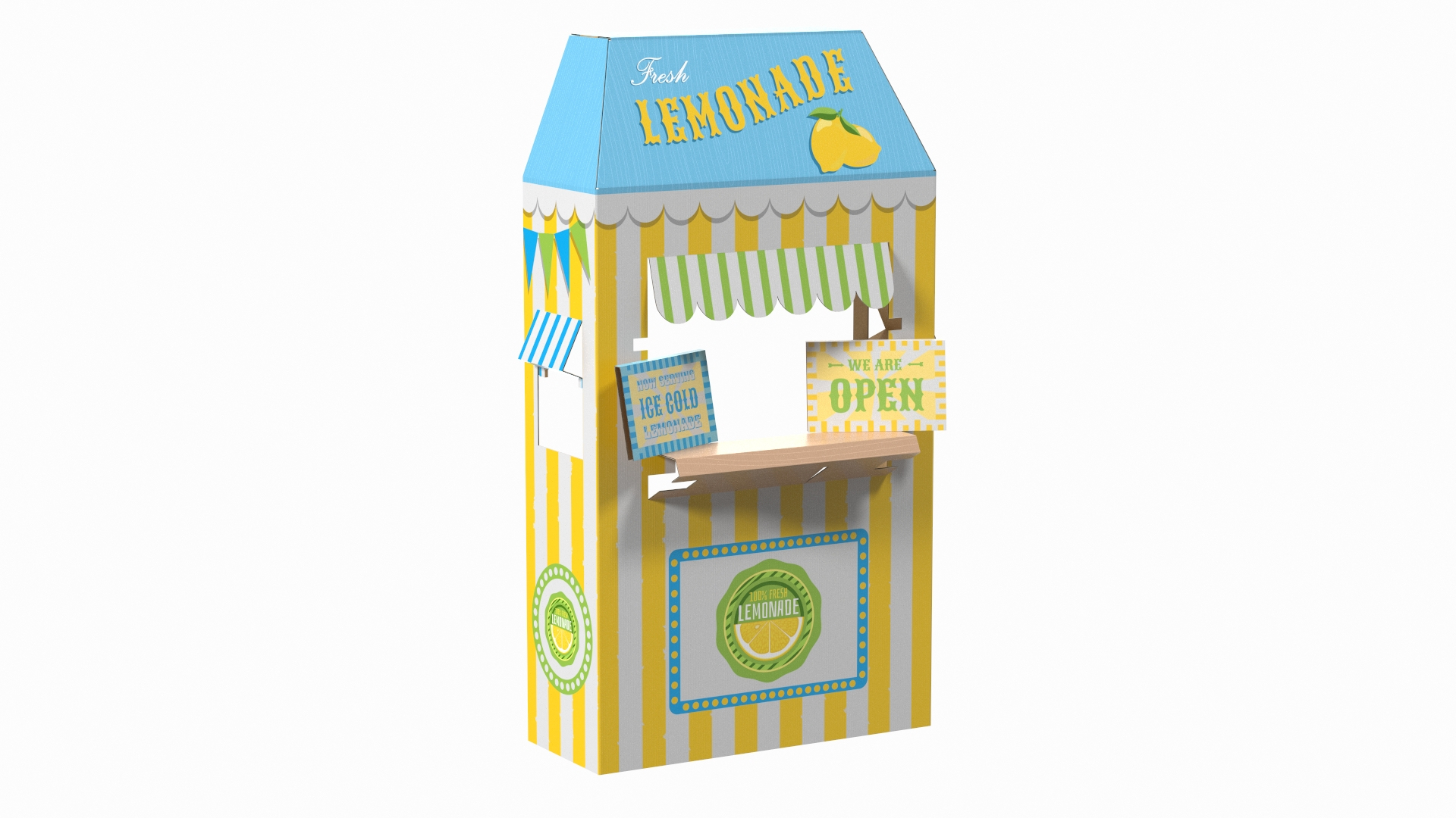 3D Lemonade Booth Cardboard Stand Model - TurboSquid 1816319