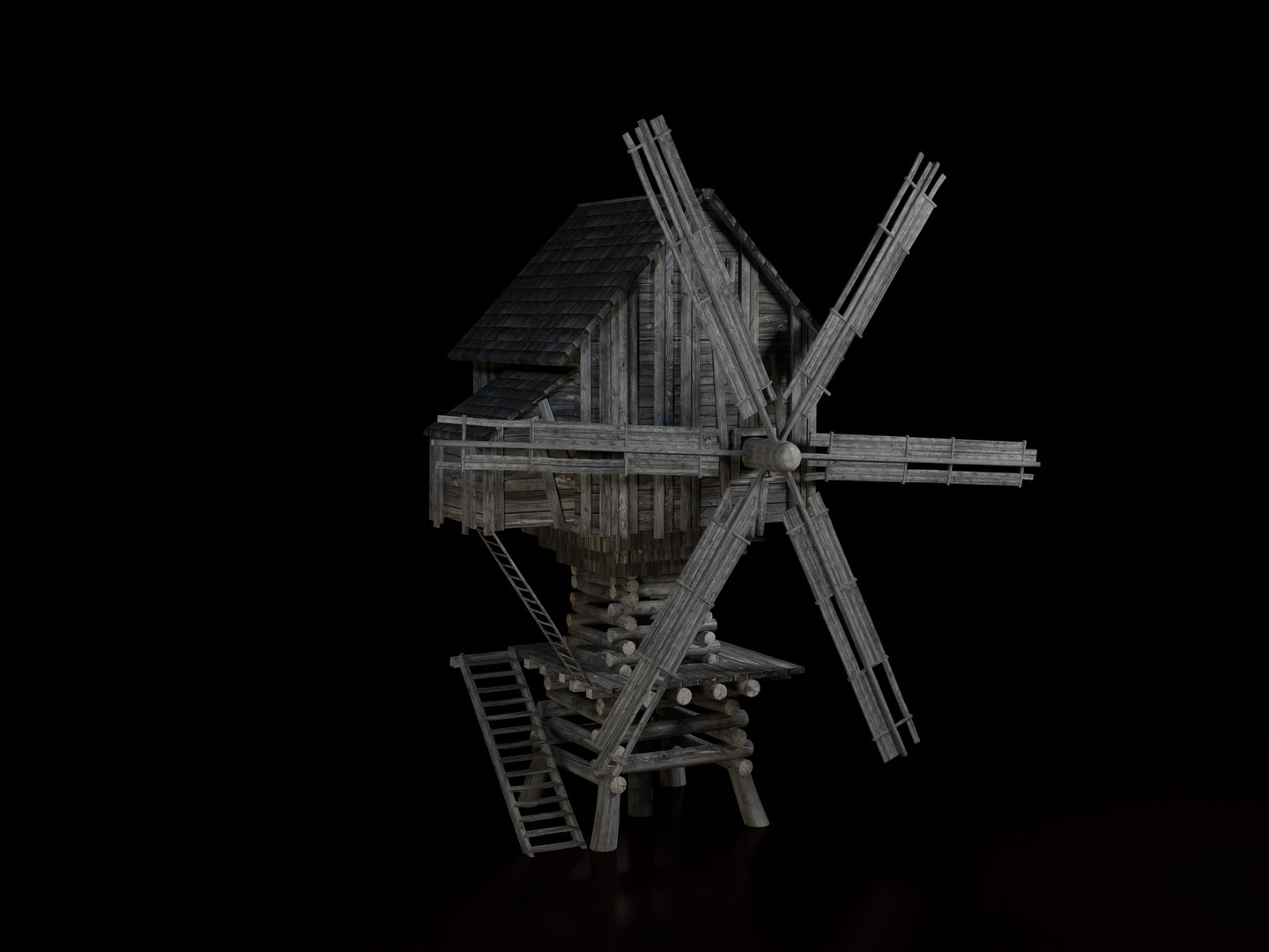 3D Wooden Windmill Model - TurboSquid 1906175