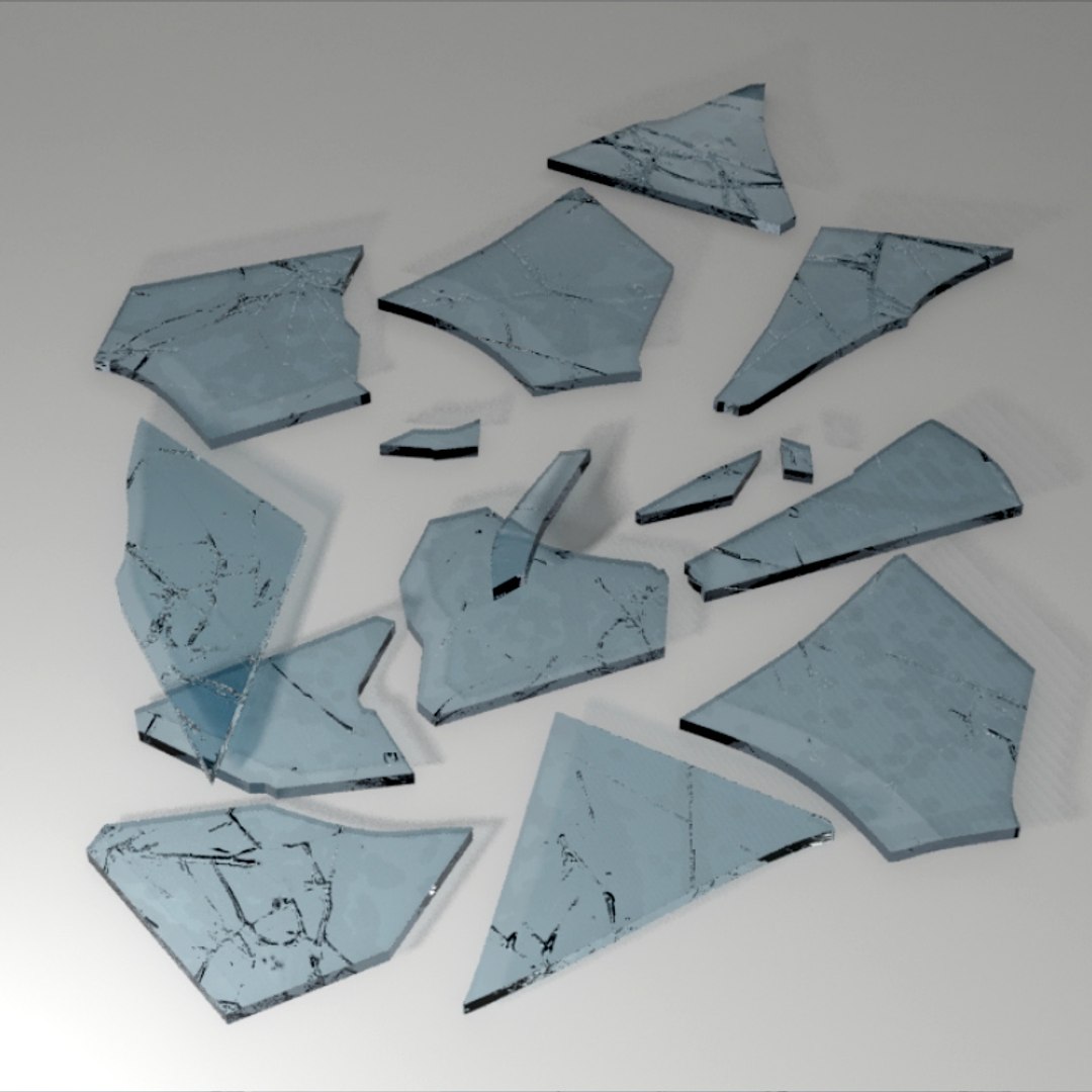 3d Model Broken Glass Pieces