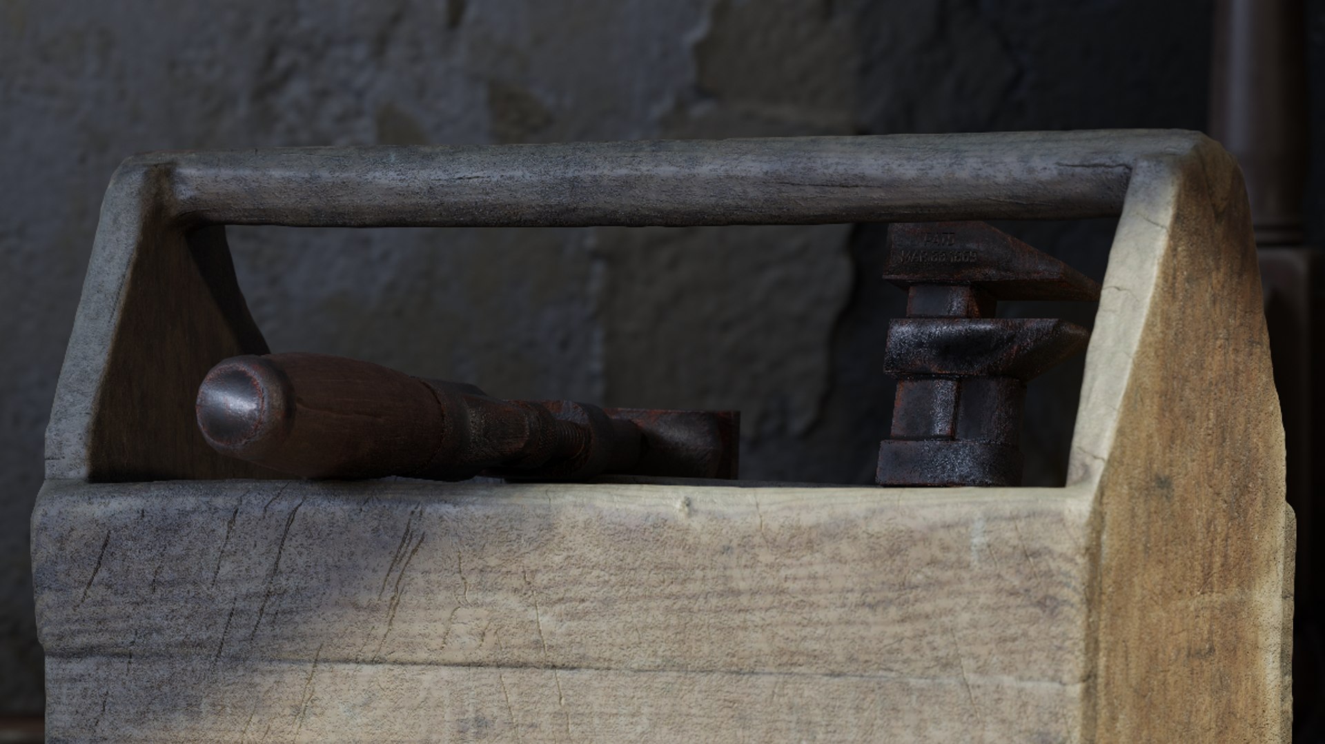 3D Model Antique Wrench - Prop Breakdown - Game Ready PBR 3D Model Low ...