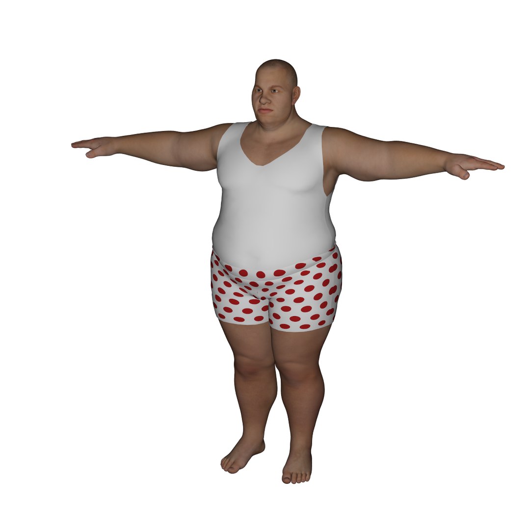 Realistic Dressed Rigged Fat Man Max