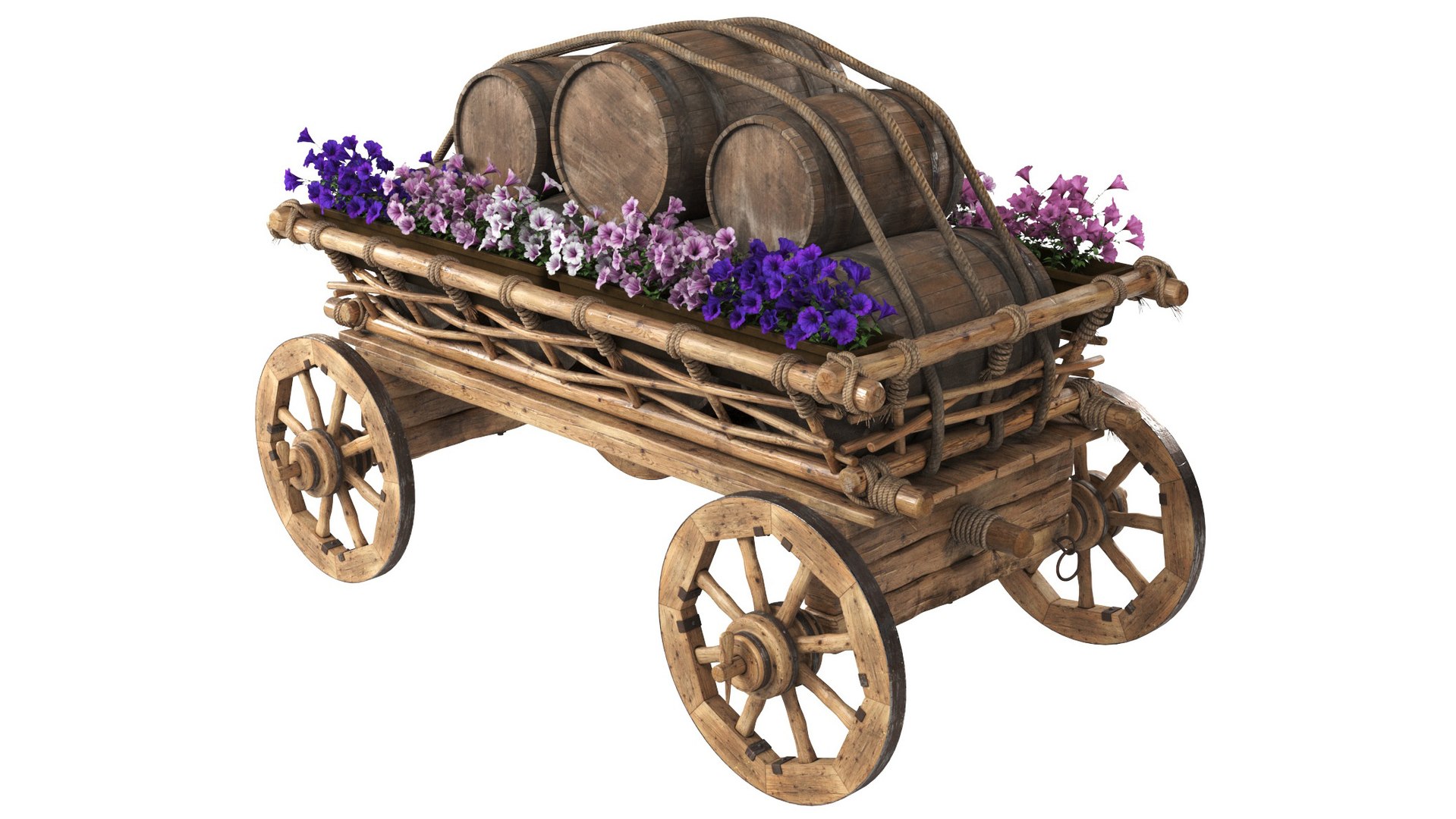 3D Model Decorative Cart With Flowers - TurboSquid 1966498