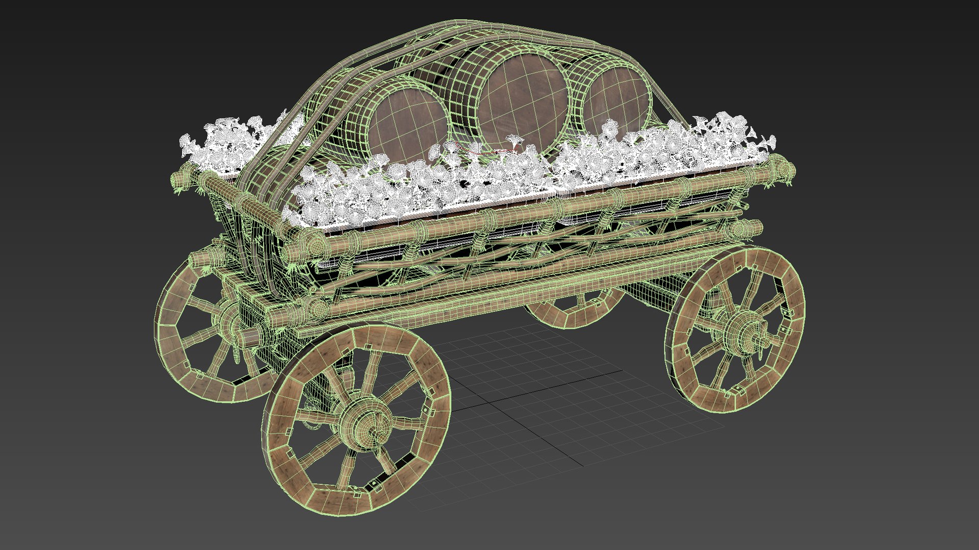 3D Model Decorative Cart With Flowers - TurboSquid 1966498