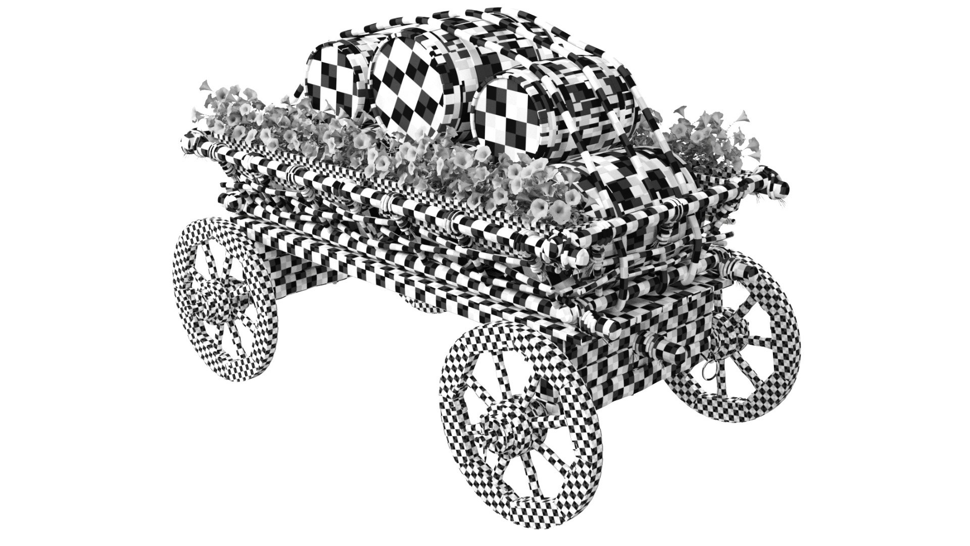 3D Model Decorative Cart With Flowers - TurboSquid 1966498