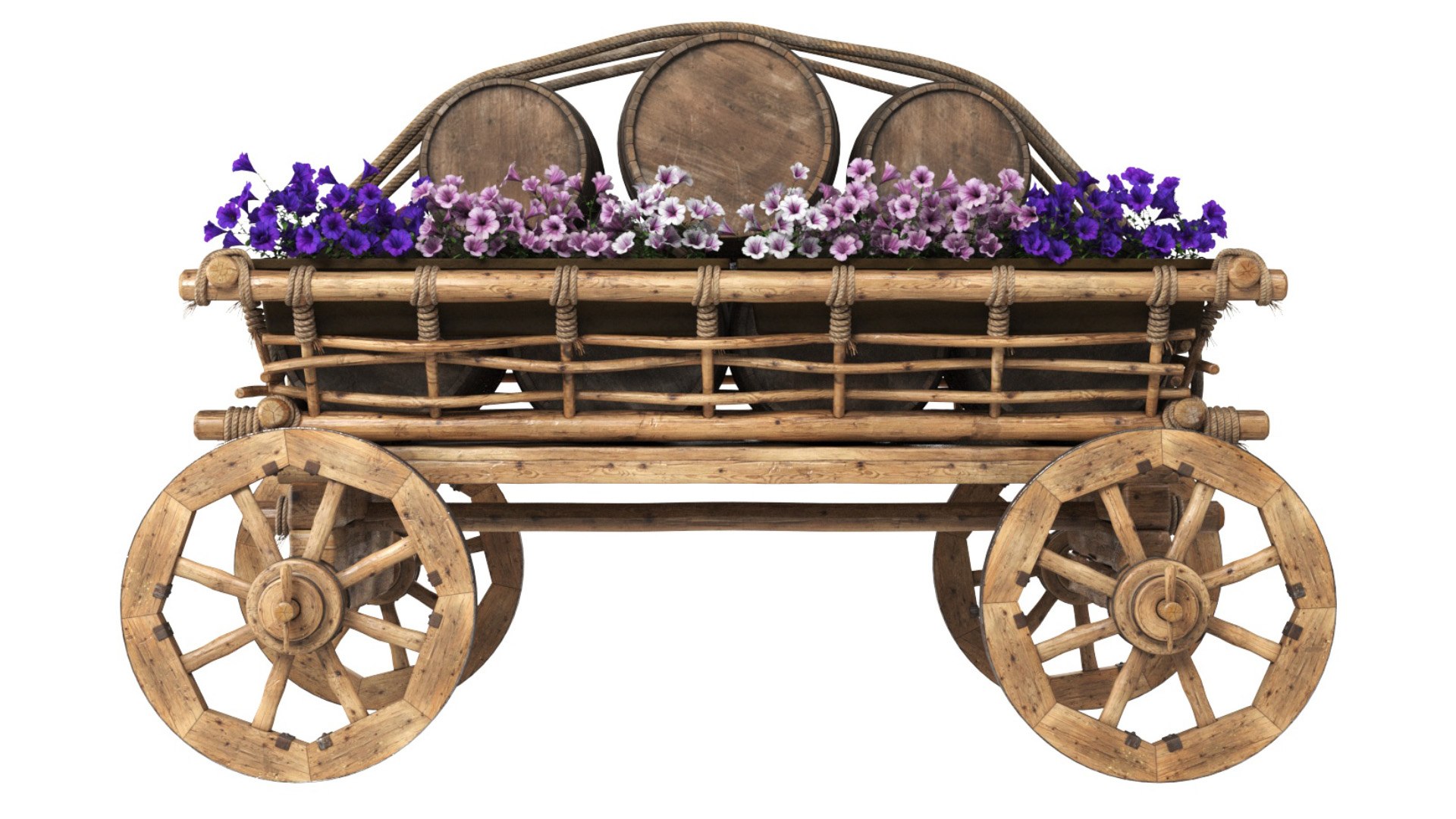 3D Model Decorative Cart With Flowers - TurboSquid 1966498