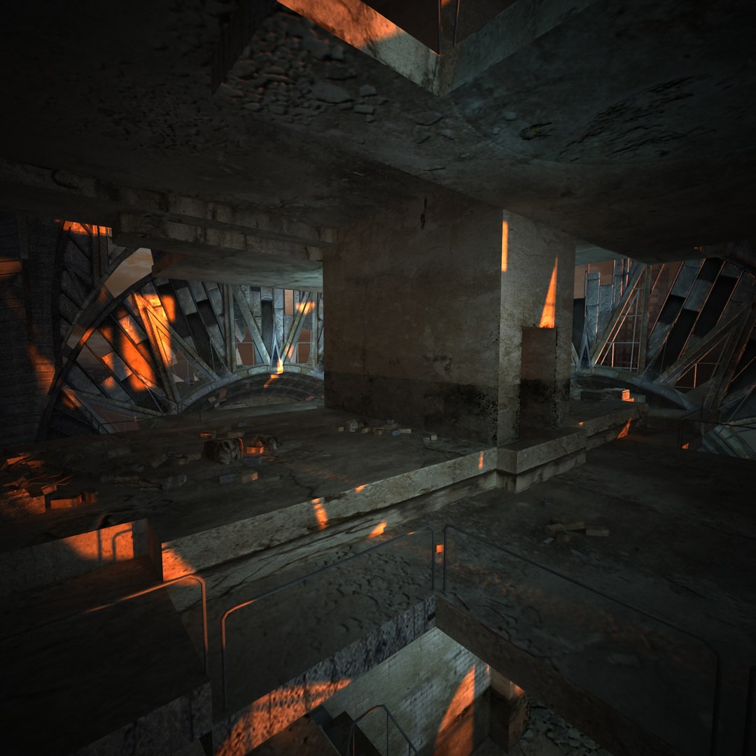 3d destroyed chrysler building v-ray