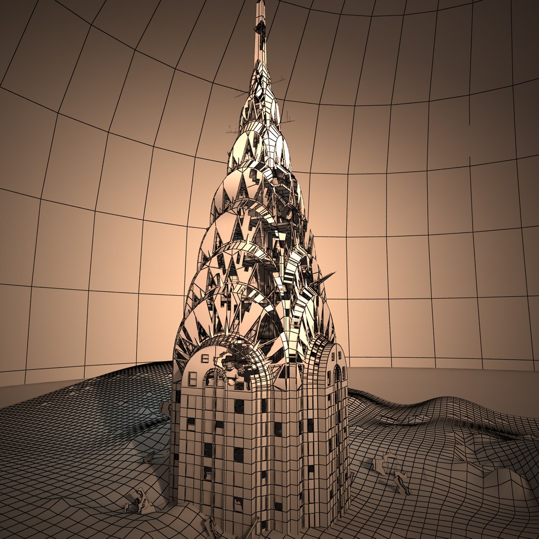 3d Destroyed Chrysler Building V-ray